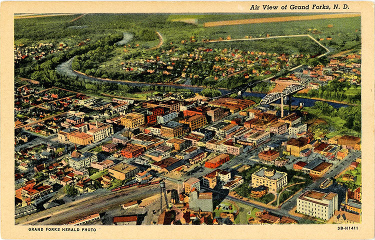 Grand Forks North Dakota Aerial View Vintage Postcard (unused ...